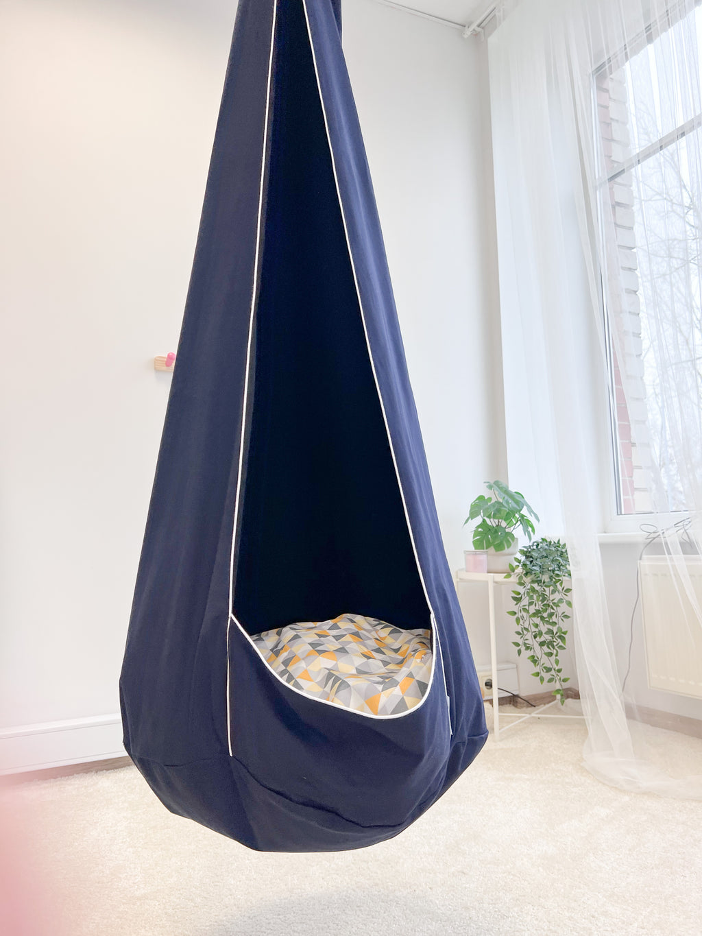 Navy Blue Cocoon Swing – Indoor & Outdoor Hanging Seat